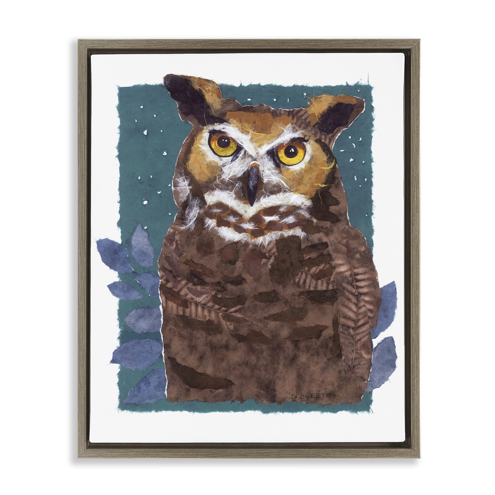 Millwood Pines Stern Owl Portrait Gray Framed Floater Canvas Wall Art ...