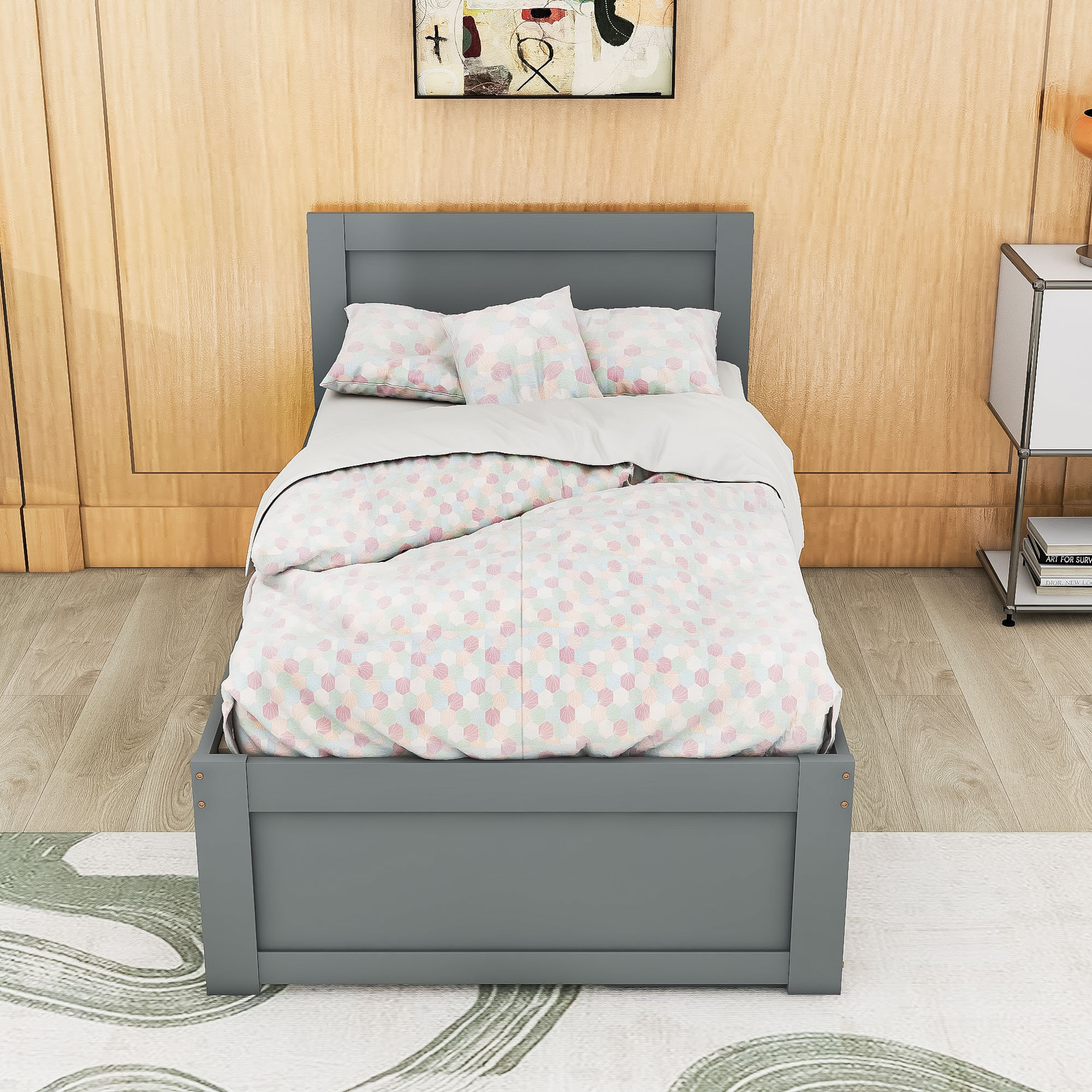 Lark Manor™ Wooden Platform Bed with Extra Easy-Access Drawer and ...
