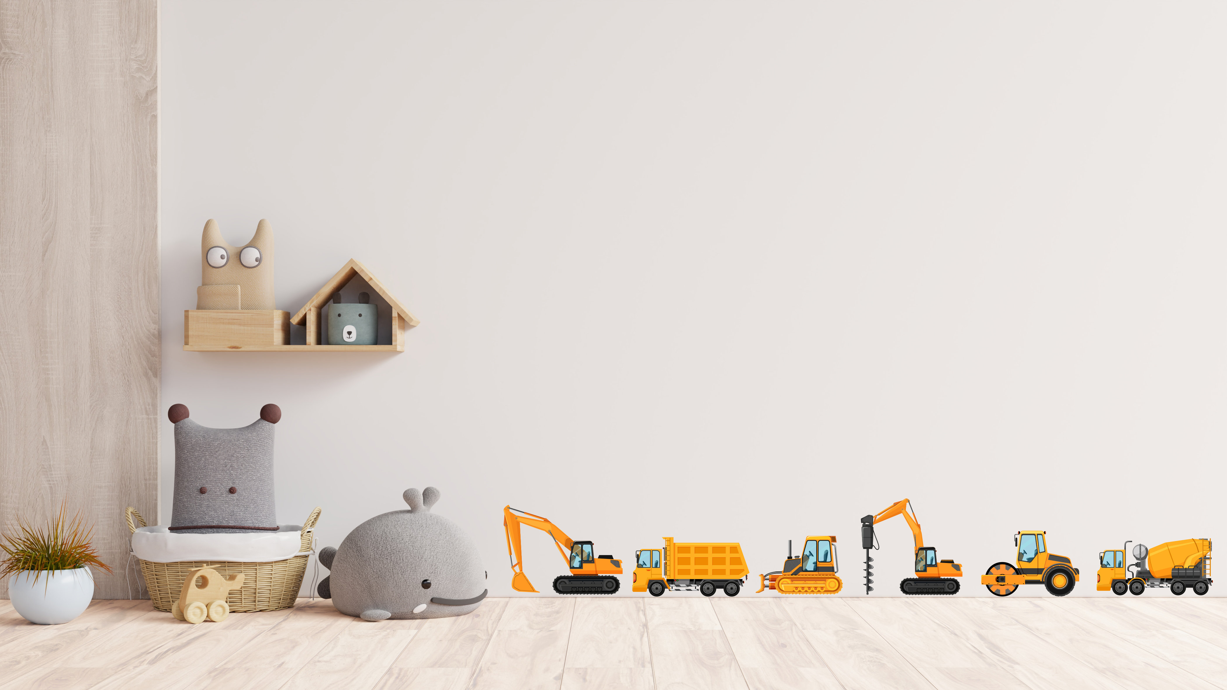 Hokku Designs Set Of Construction Wall Decal Crawler Crane Construction ...