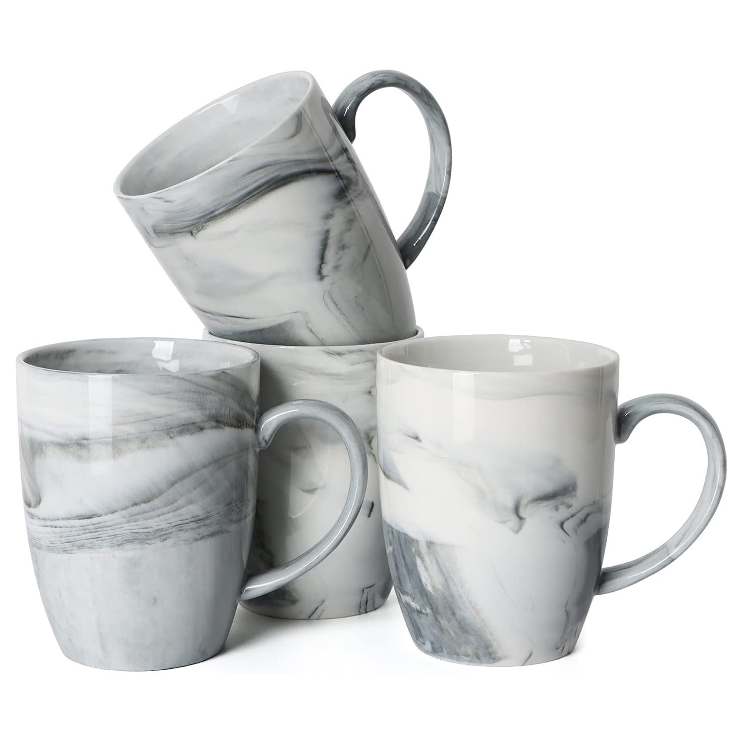 Brayden Studio 14 OZ Marble Coffee Mugs Set of 4, Novelty Marble ...