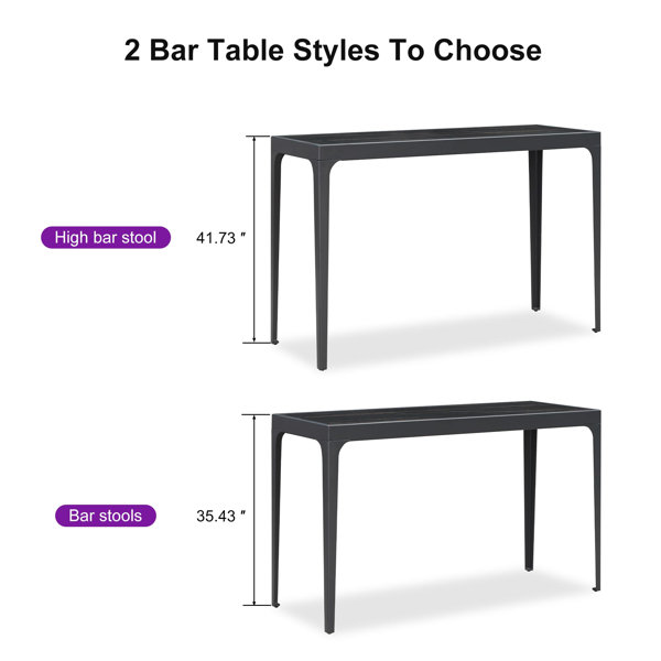 Ivy Bronx Bar Height Table Retangular Patio Dining Coffee Kitchen ...