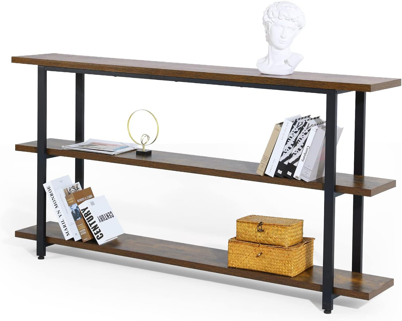 17 Stories Console de 71 po de style industriel avec tablettes de ...