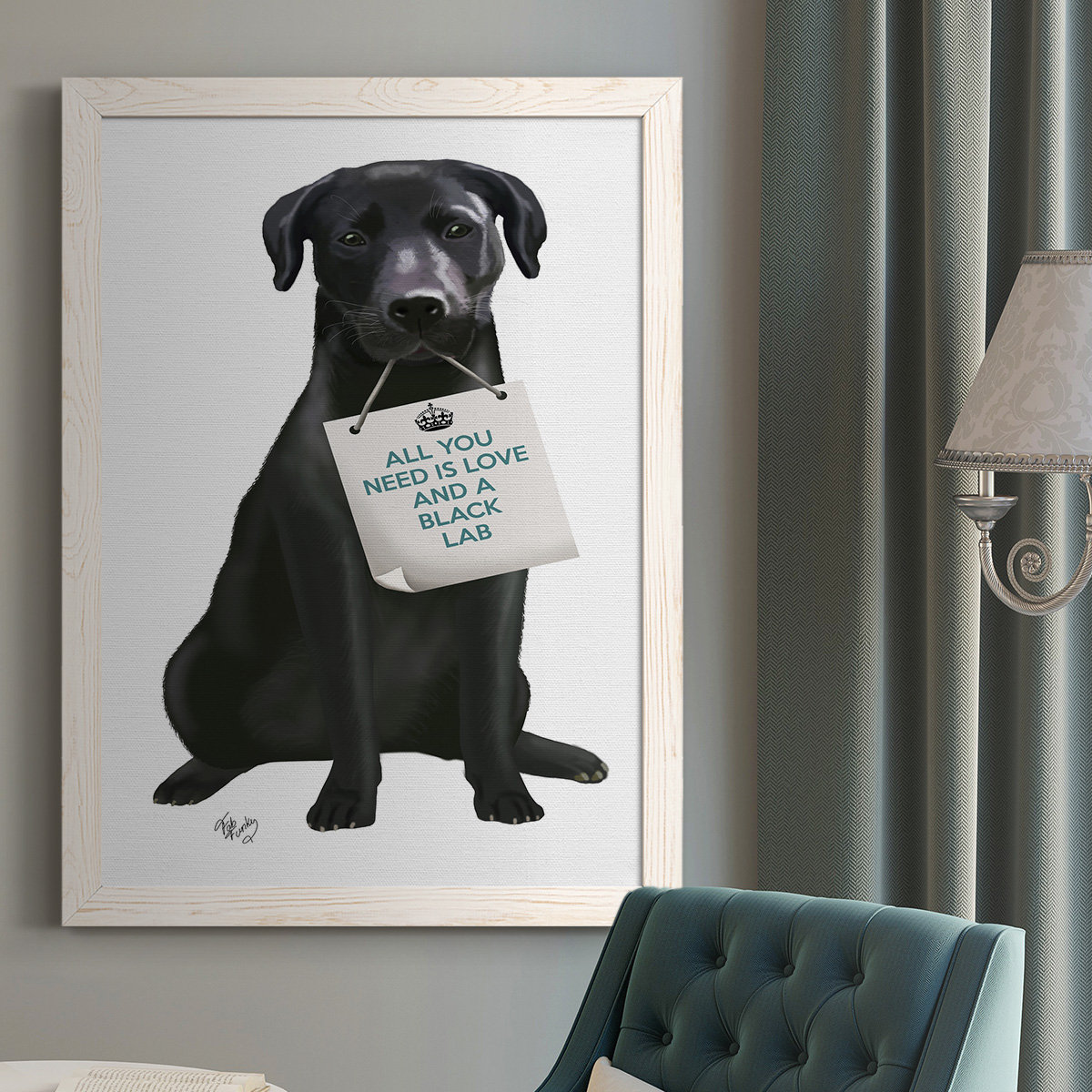 Trinx Gapland Love And Black Labrador Framed On Canvas Print | Wayfair