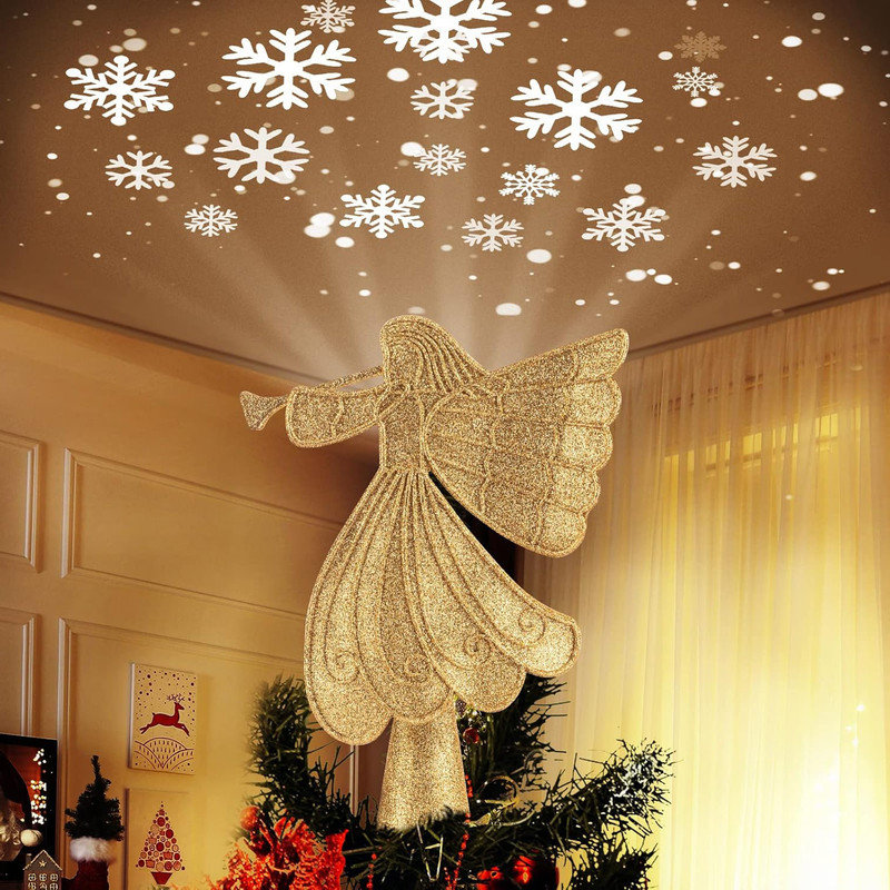 NOMBEL Christmas Star Tree Topper with Built-in Led Snowflake Projector ...
