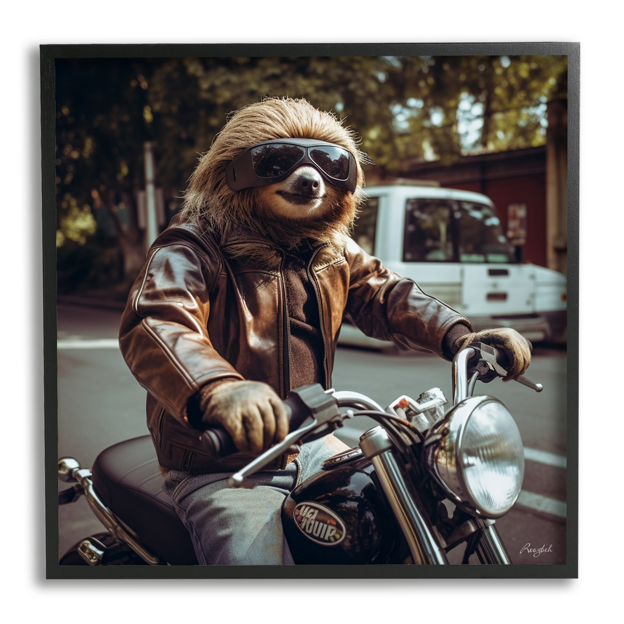 Stupell Industries Biker Animal Portrait Framed Giclee Art Design By ...