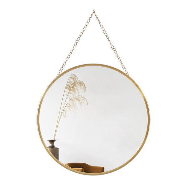 Mercer41 Hanging Circle Mirror Wall Decor Gold Round Mirror With ...