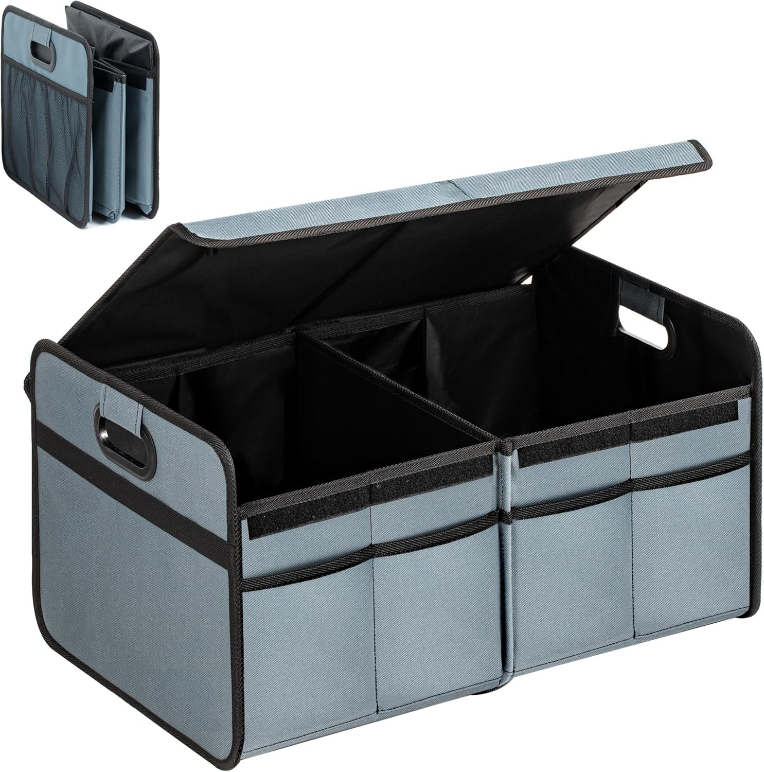 Ebern Designs Car Trunk Organizer with Lid, Collapsible 2 Compartment ...