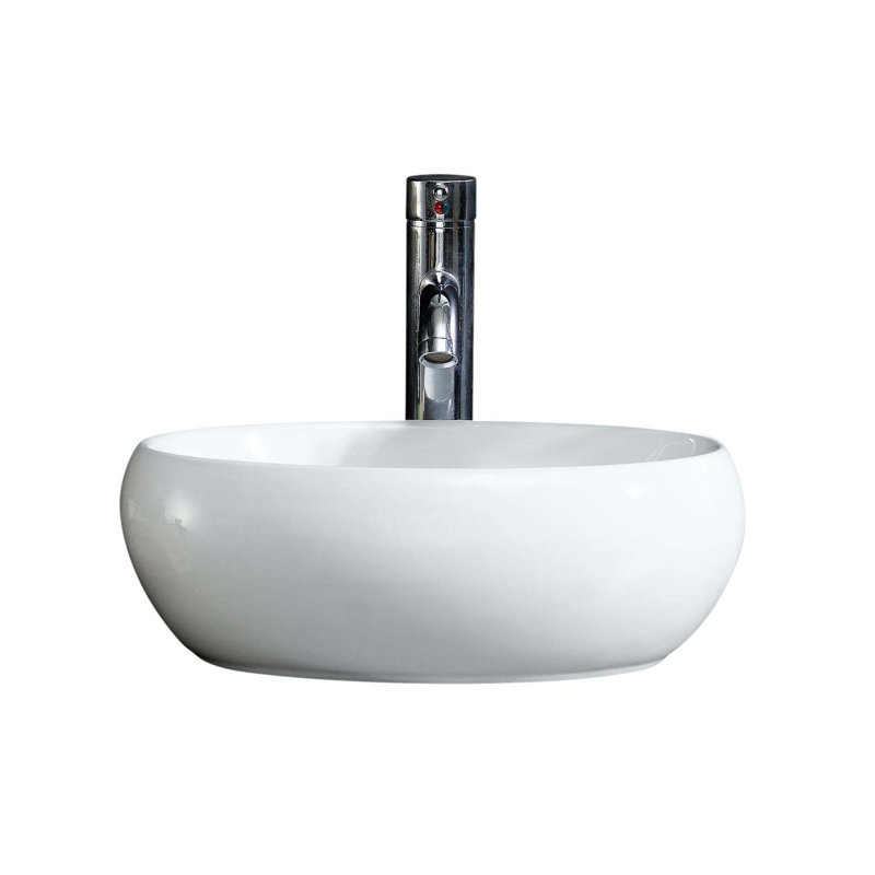 Fine Fixtures Modern Ceramic Circular Vessel Bathroom Sink & Reviews ...