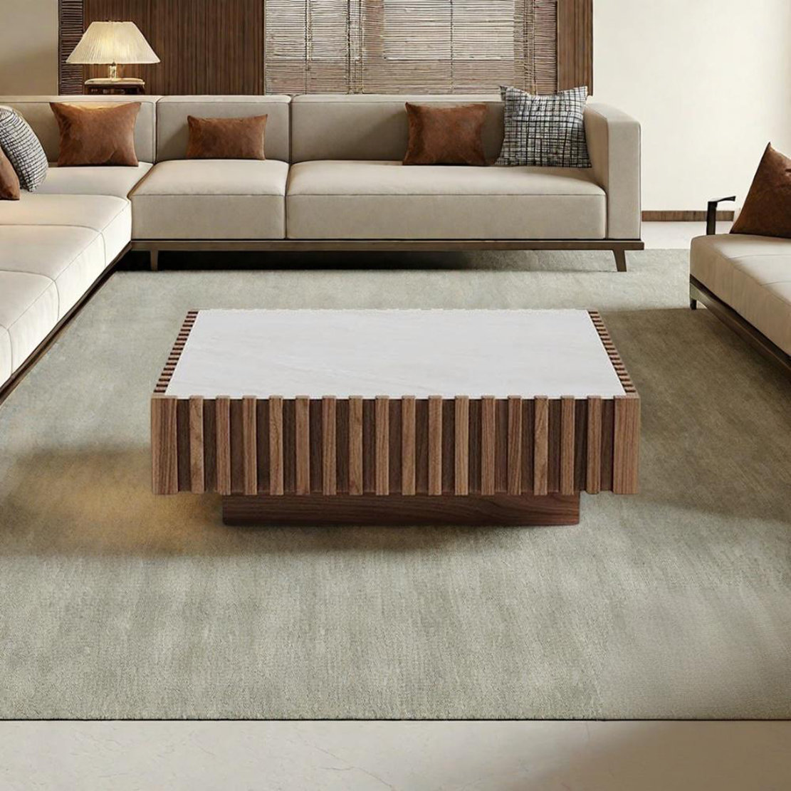 Orren Ellis Mid-style walnut-colored coffee table | Wayfair