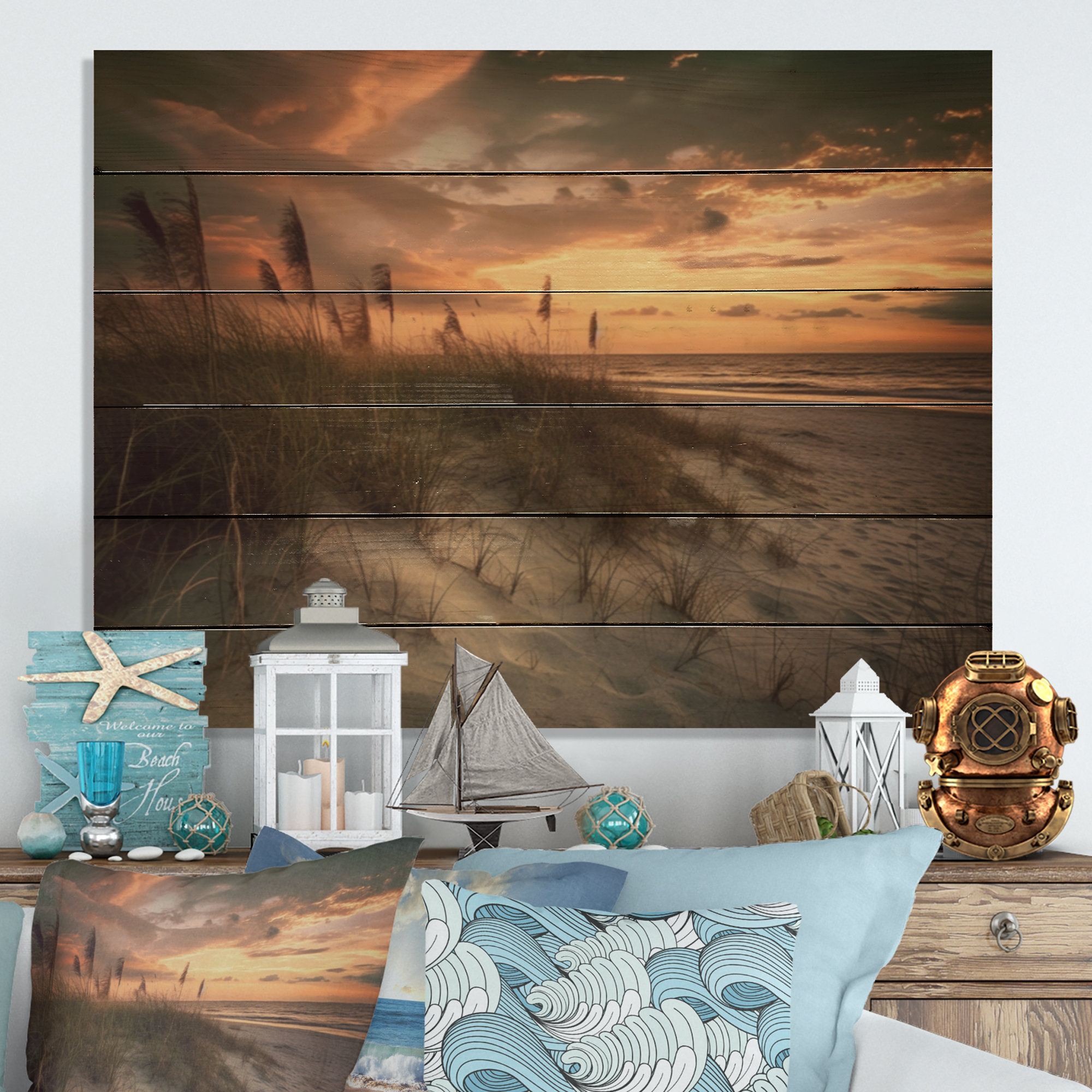 Dovecove Desarae Desarae Sandy Sunset I On Wood Print | Wayfair