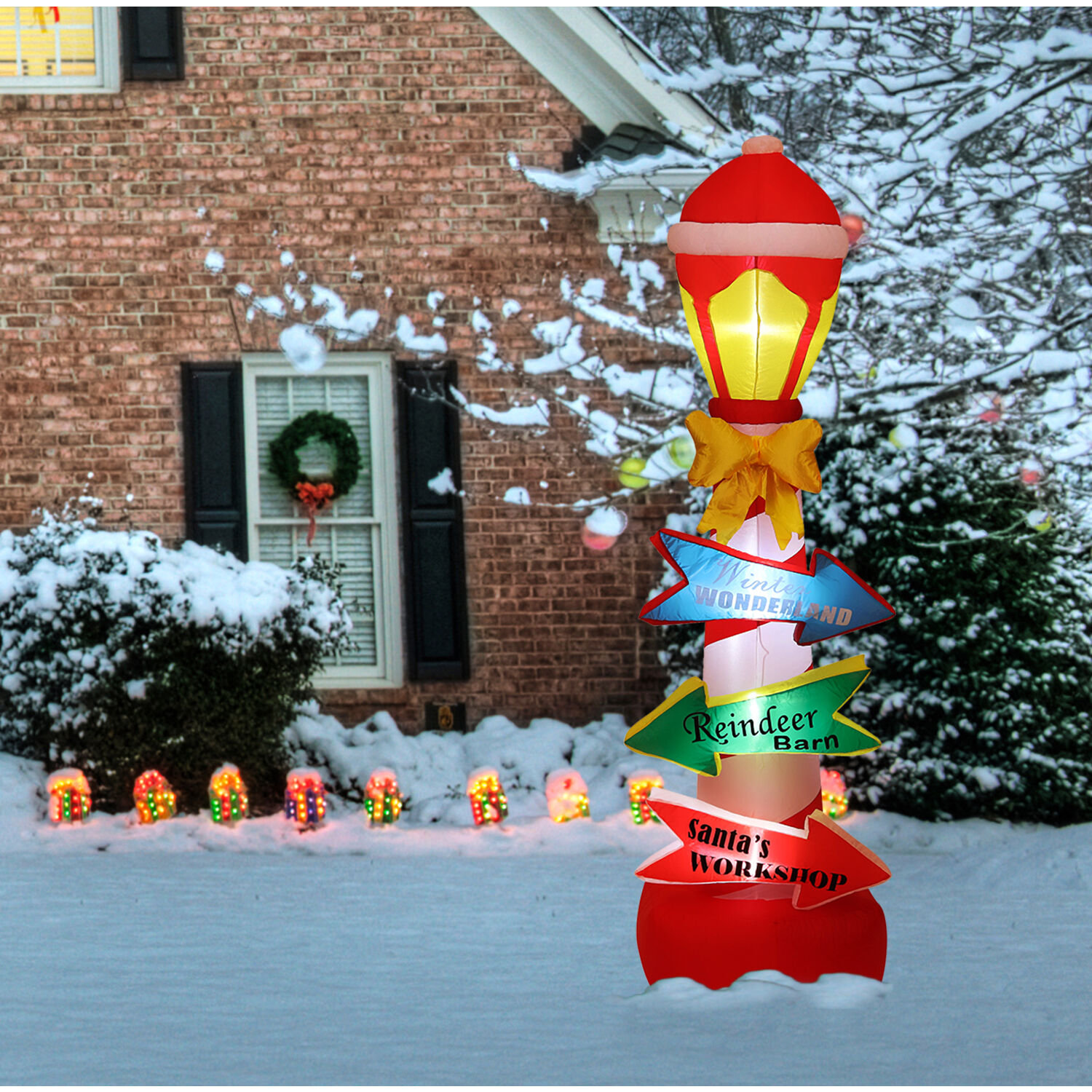 Fraser Hill Farm 7 Ft. Christmas Direction Sign Lamp Post With LED ...