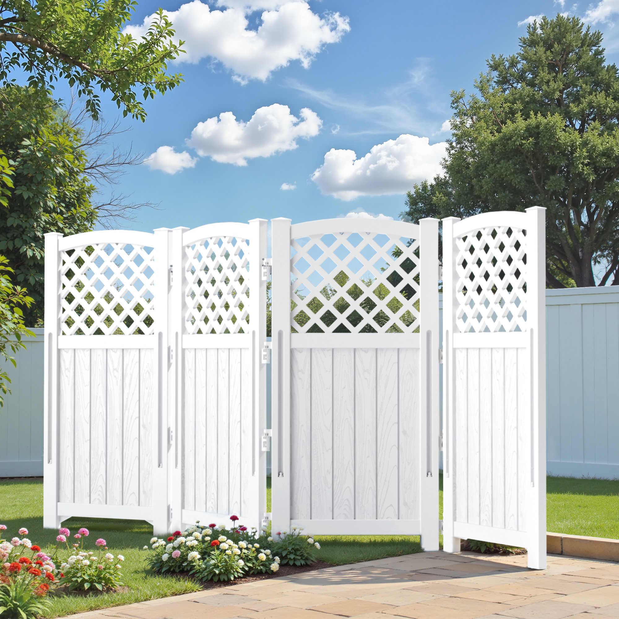 GUNJI Outdoor Resin Privacy Screen, 4 Fence Panels For Patio & Reviews ...