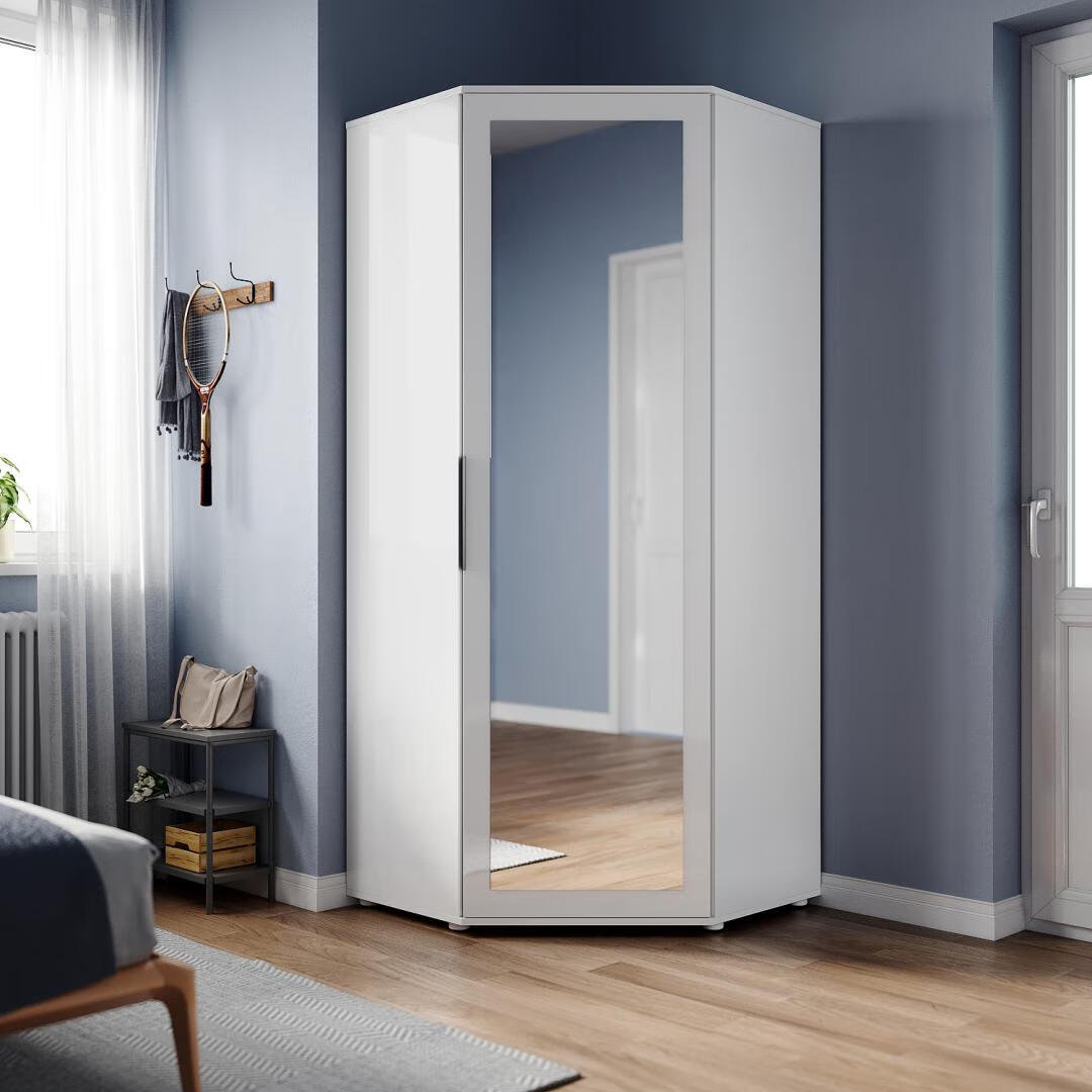 17 Stories 186*80*80cm Style Paneled Wardrobe with Mirror, White ...