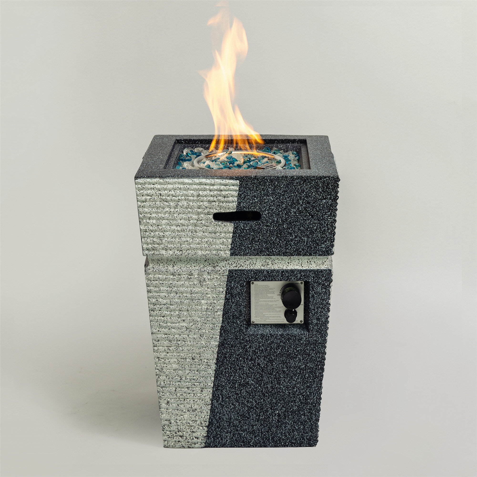 Creationstry Concrete Fire Pit Column Propane Fire Pit Patio Gas Fire ...