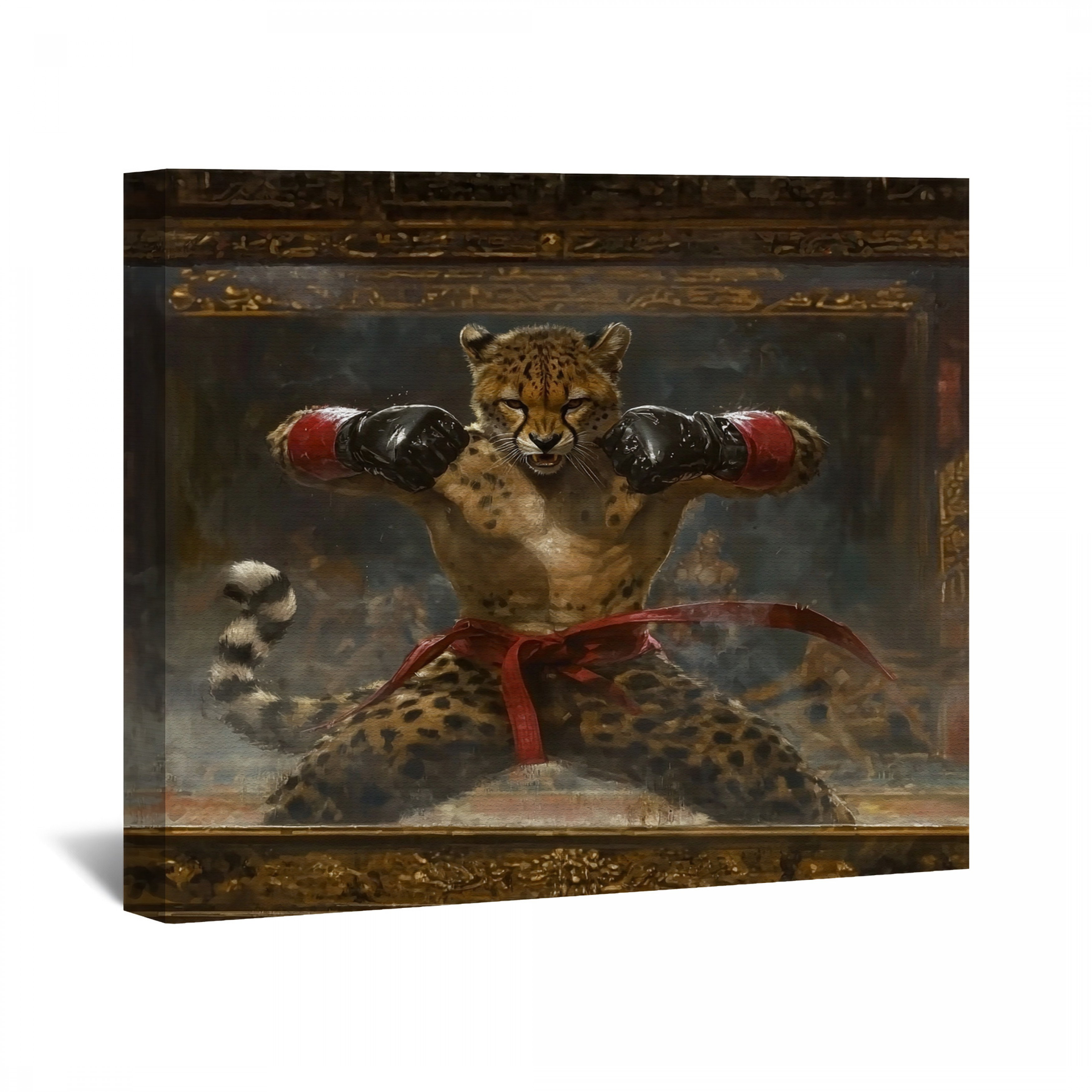 Latitude Run® Boxing Cheetah Canvas Wrap - Wildlife Wall Decor | Wayfair