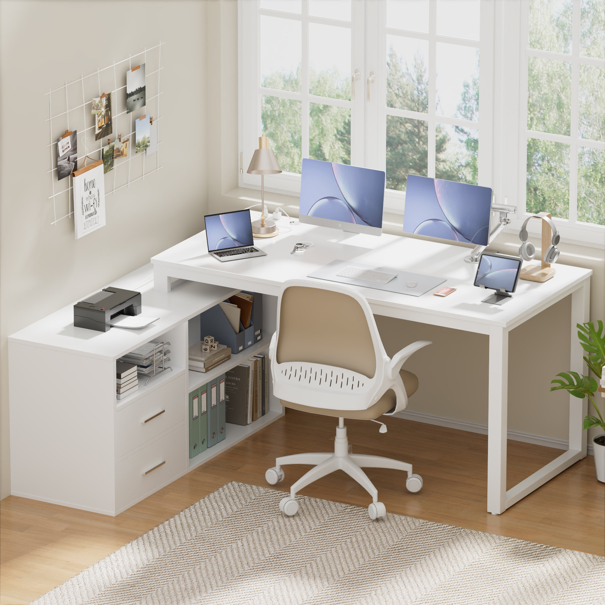 Ebern Designs Reversible L-Shape Desk & Reviews | Wayfair