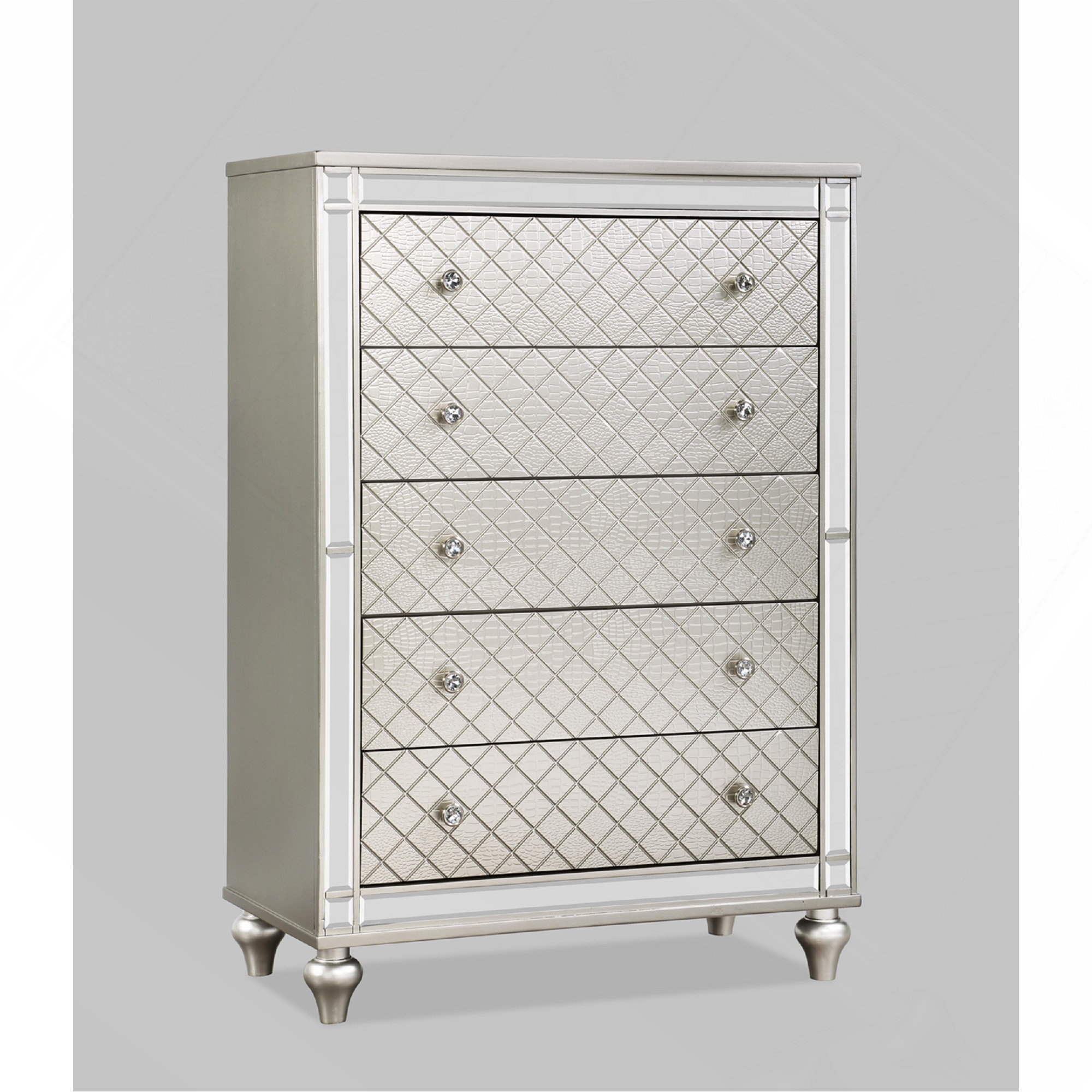 Everly Quinn 1Pc Glam 5-Drawer Bedroom Chest Diamond Patterned Drawer ...