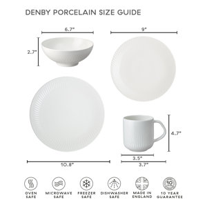 Denby Porcelain Arc White Set of 4 Cereal Bowls | Wayfair