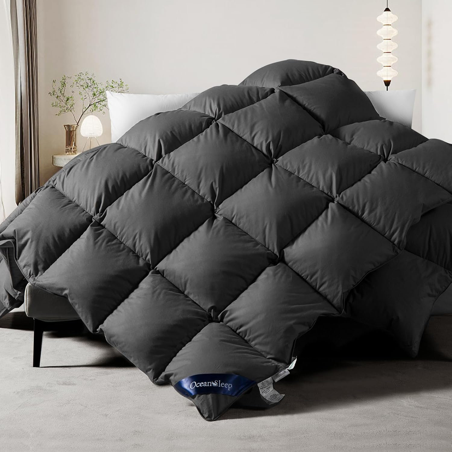 Wayfair Goose Down Comforter - Winter Season Gray Fluffy Feather Duvet ...