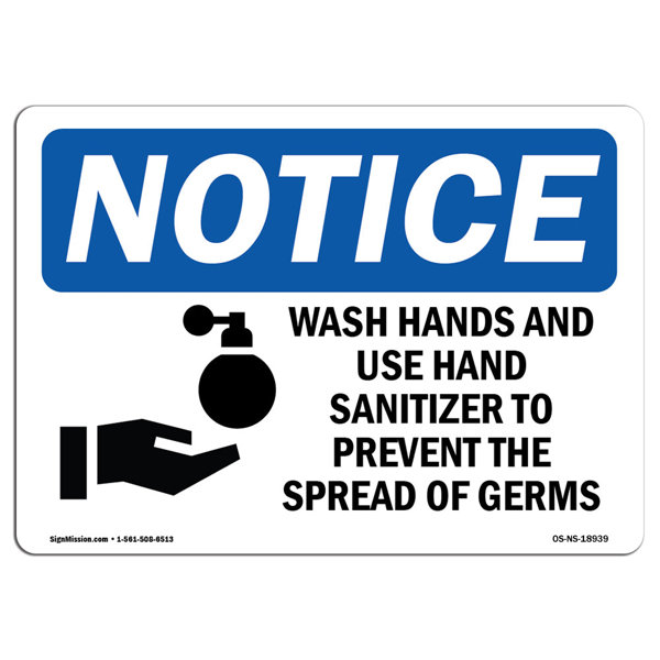 SignMission Wash Hands and Use Hand Sanitizer Sign with Symbol | Wayfair