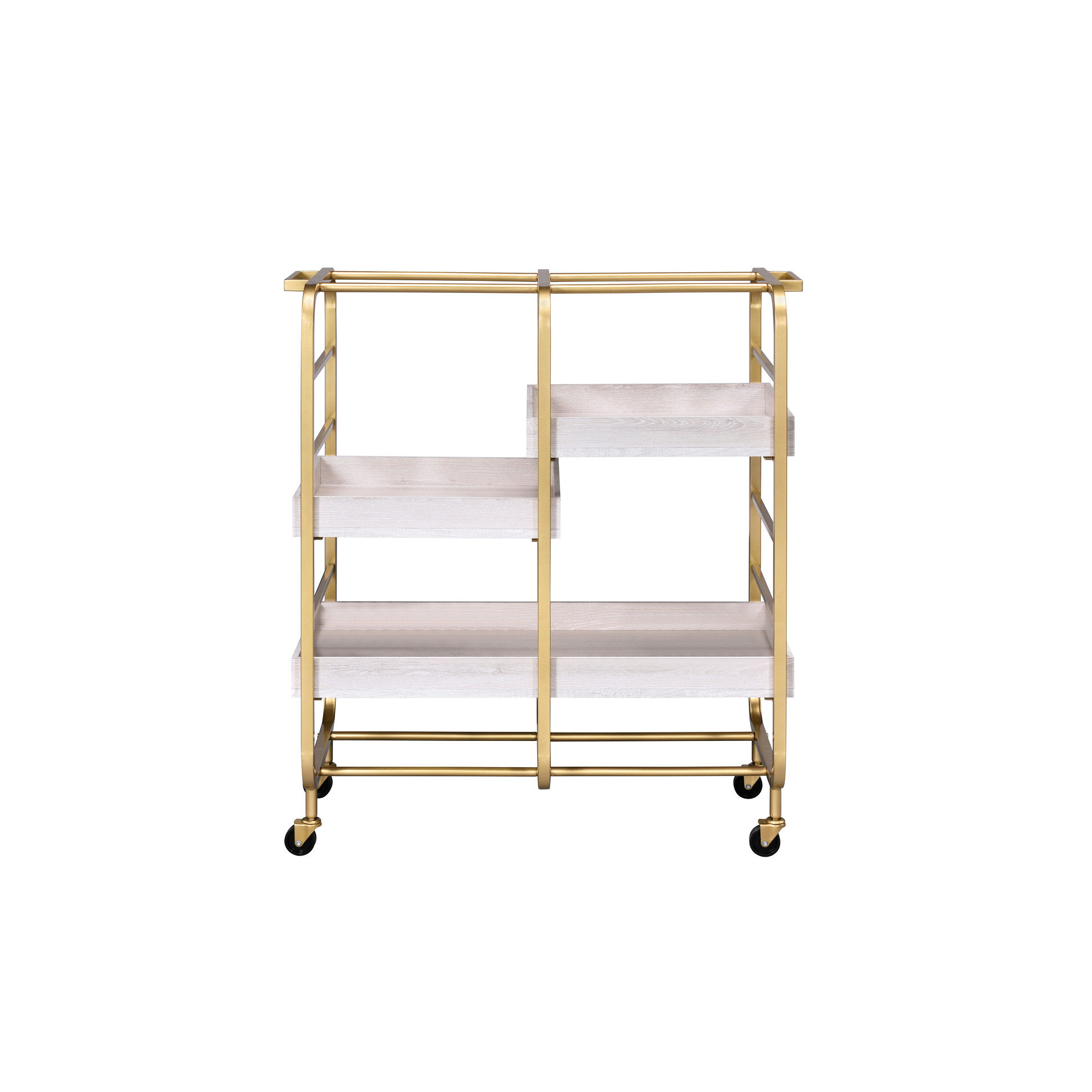 Latitude Run® Cart With 3 Wooden Trays Metal Base For Storage Wood ...