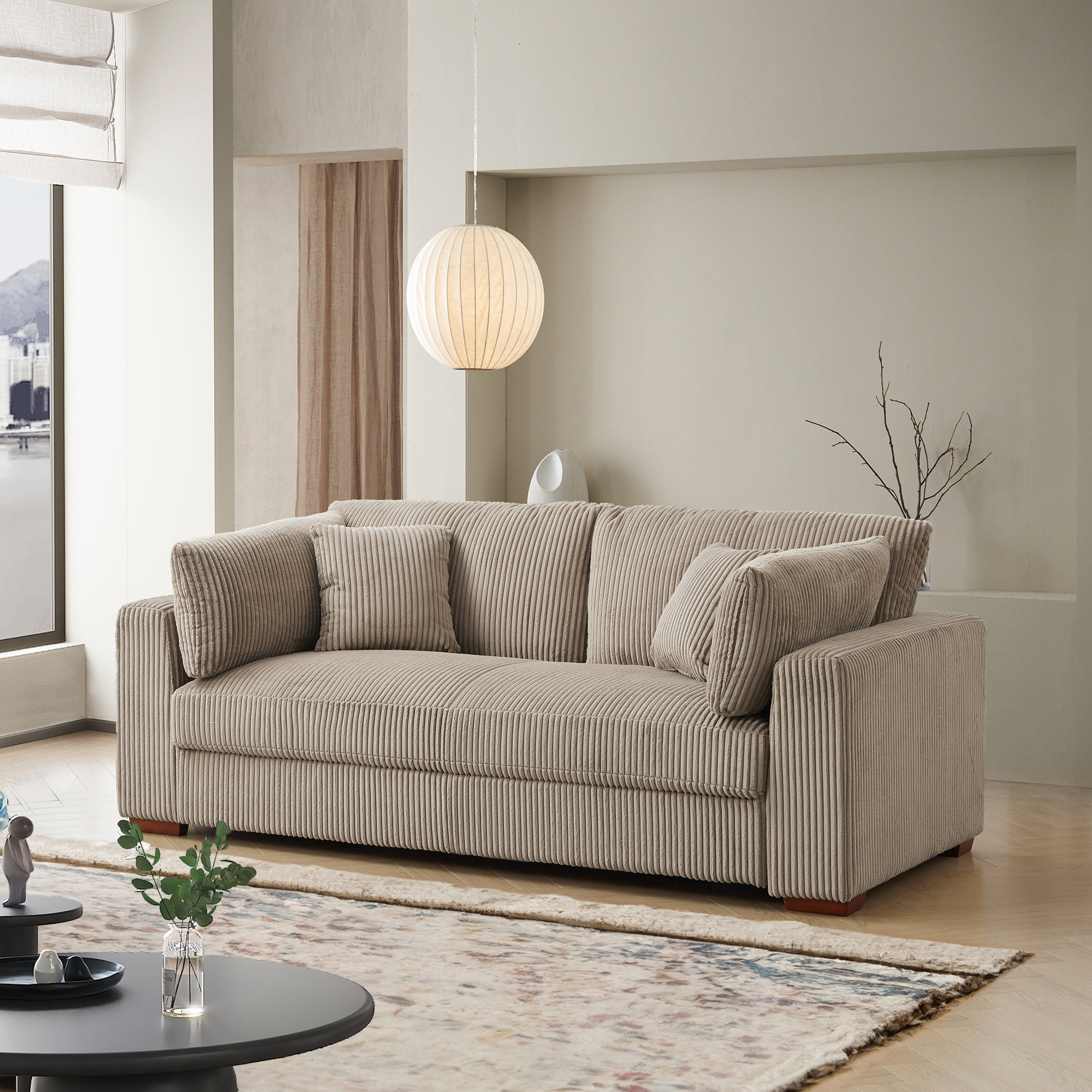 Ebern Designs Modern Corduroy Sofa with Deep Seats and Durable ...
