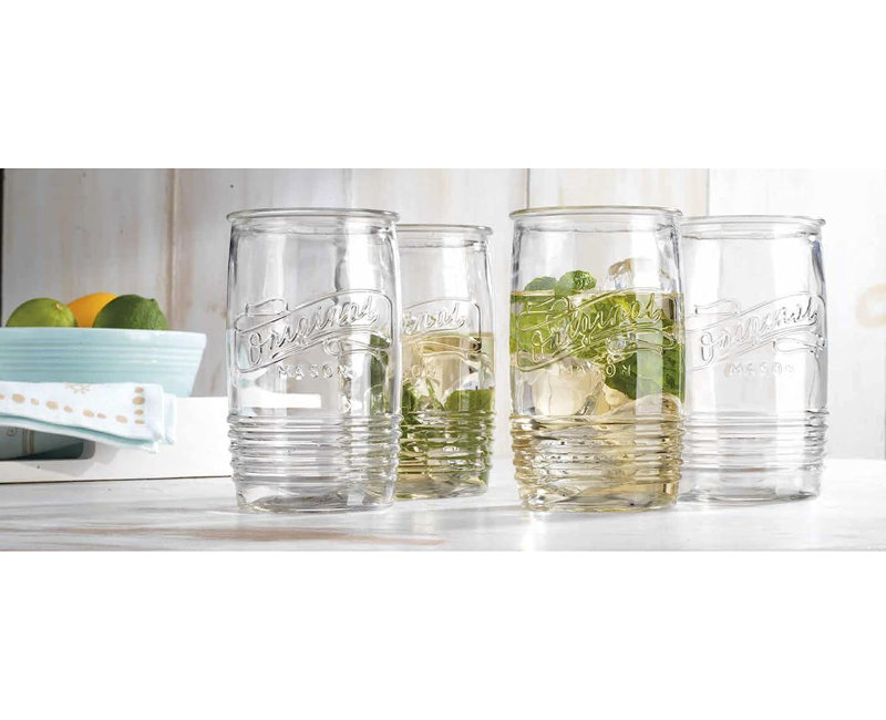 Home Essentials and Beyond Retroware 4 - Piece 20oz. Glass Drinking ...