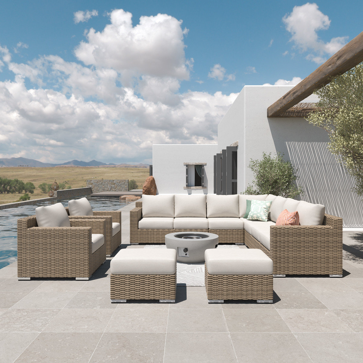 Hokku Designs Tenafly 10-piece Fire Seating Sectional | Wayfair