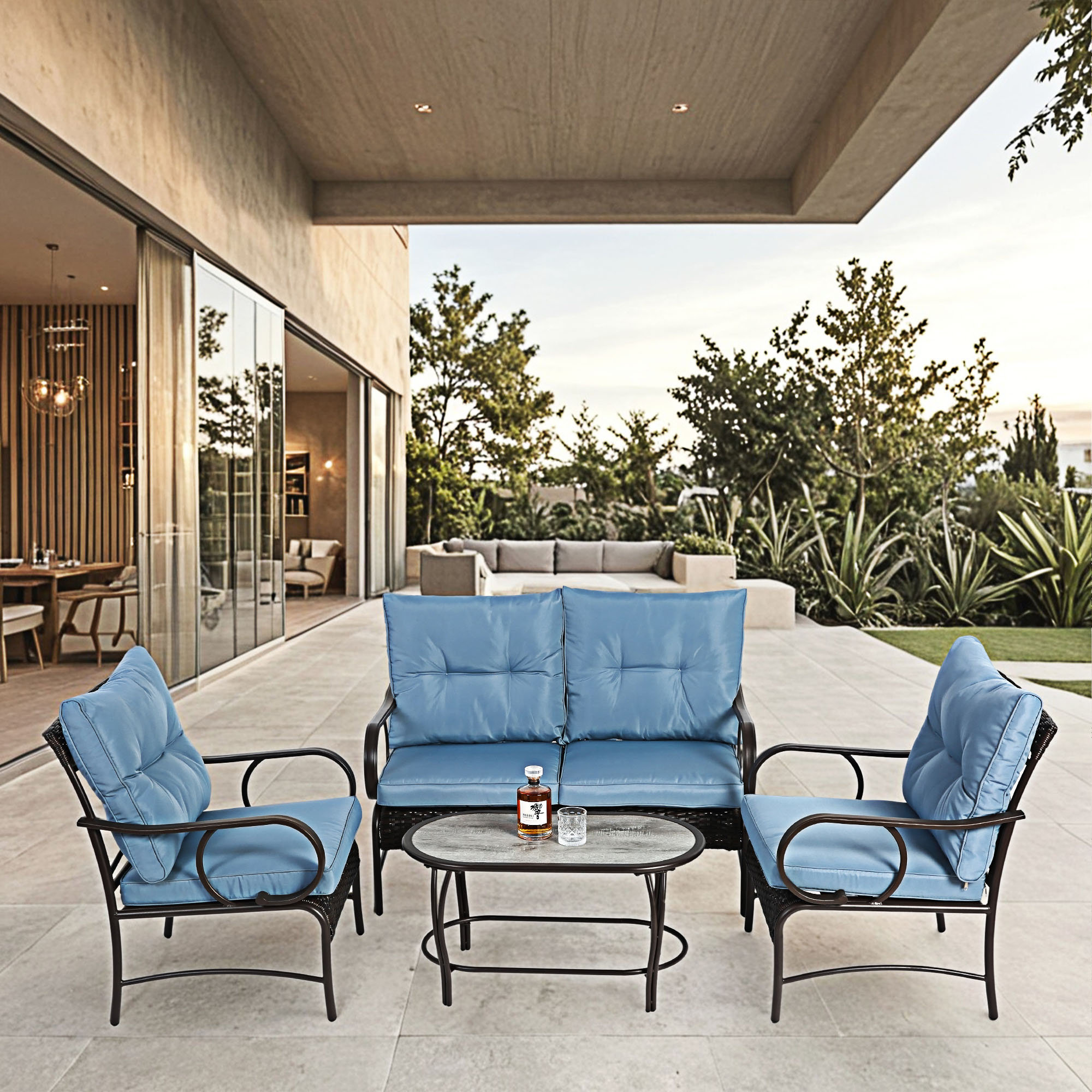 Bay Isle Home™ 4 Piece Outdoor Conversation Set | Wayfair