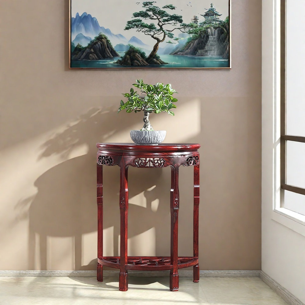 Canora Grey Solid Rosewood Semi-Circular Console Table | Wayfair