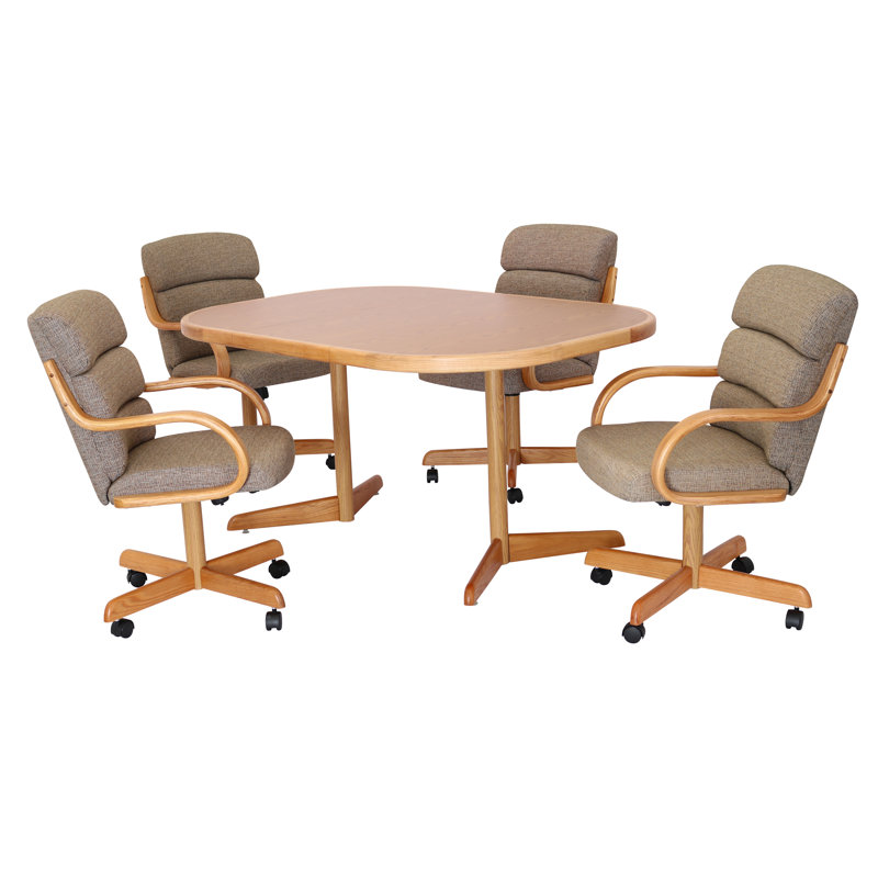 CasterChairCompany 5-Piece Extendable Double-Pedestal Caster Dining Set ...