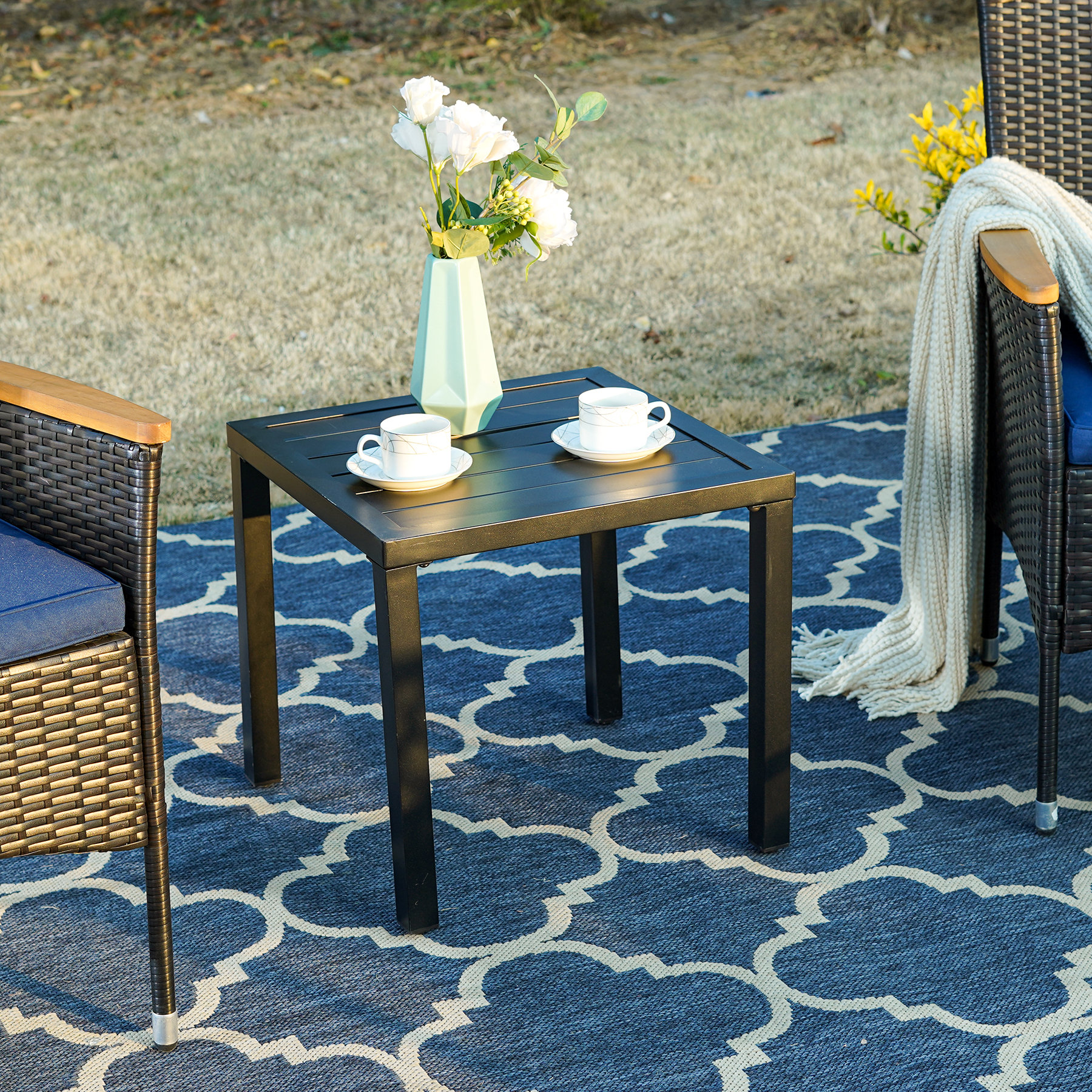Lark Manor™ Argyri Metal 2 - Person Outdoor Dining End Table, Small ...