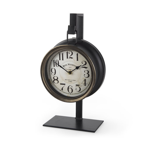 Charlton Home® Modern & Contemporary Analog Metal Quartz Tabletop Clock ...