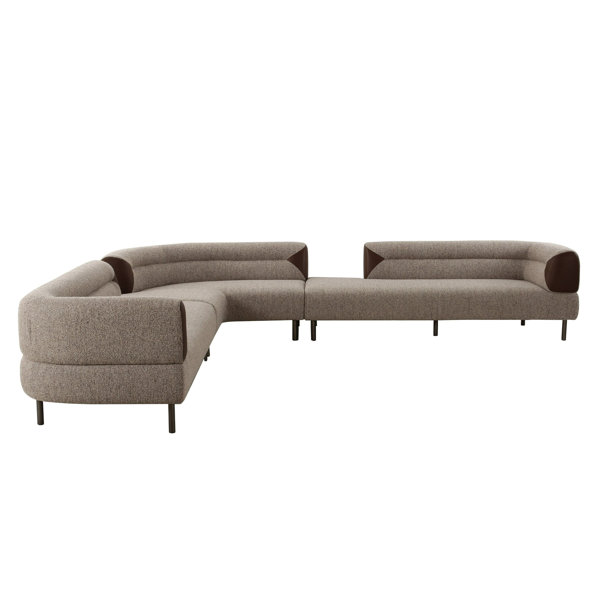 Hokku Designs Plume - Modern Brown Fabric Sectional Sofa - Wayfair Canada