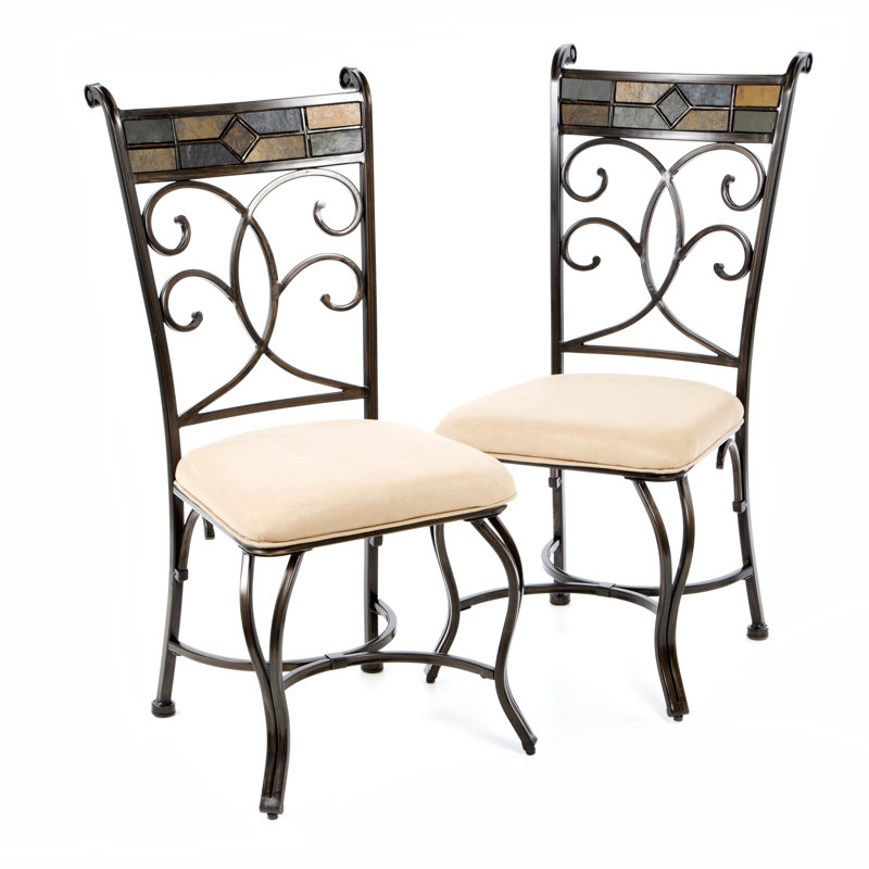 World Menagerie Zamudio Faux Suede Metal Scroll Side Chair & Reviews ...