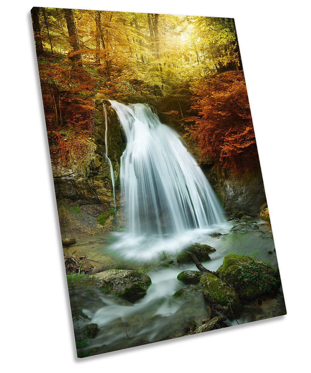 Alpen Home Waterfall Landscape Sunset - Wrapped Canvas Graphic Art ...