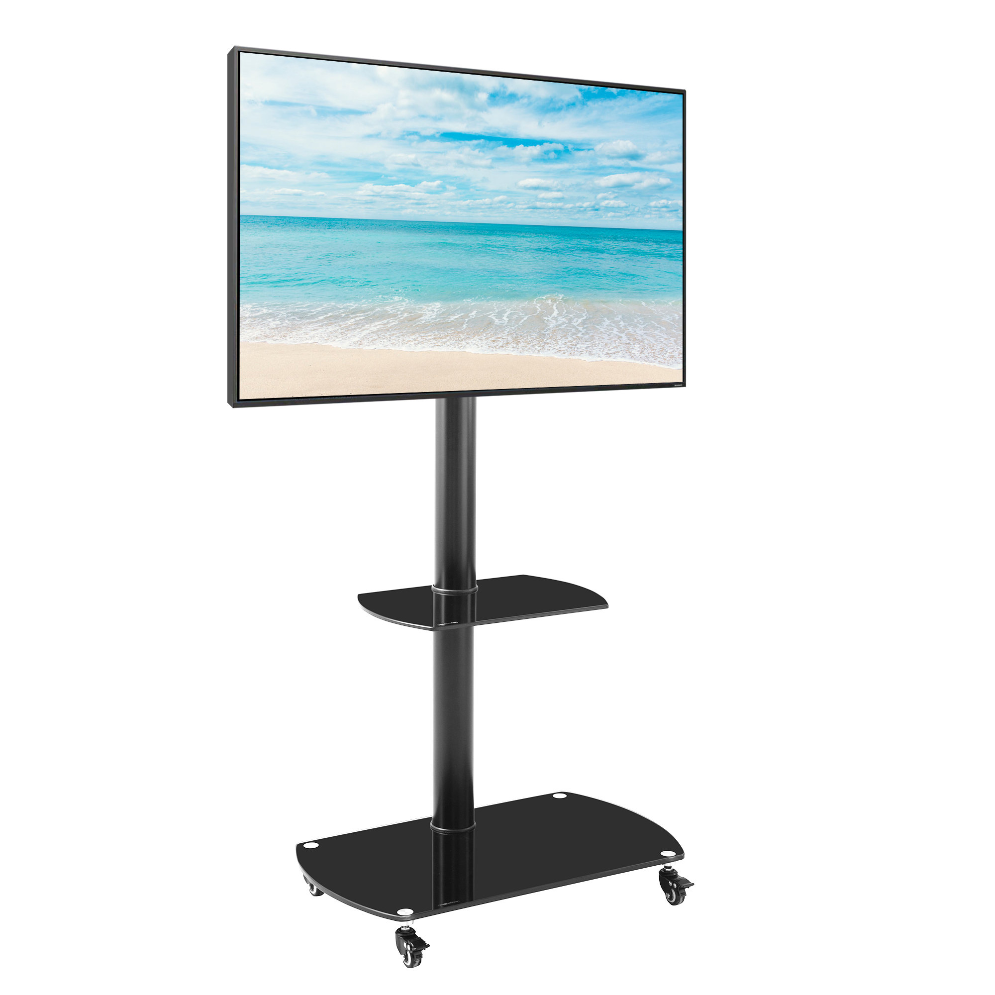 Ebern Designs Fairholme Black Swivel Floor Stand Mount for LCD Screens ...