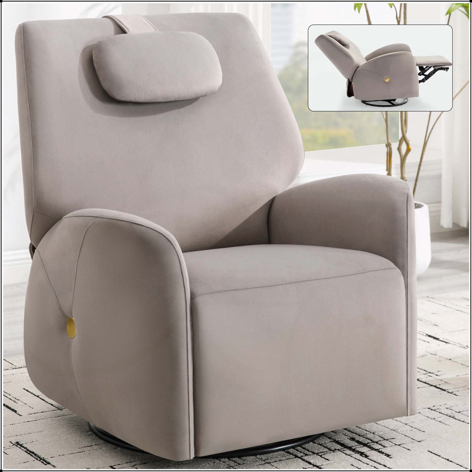 Latitude Run® Versatile Swivel Rocker Power Recliner Chair with Lumbar ...