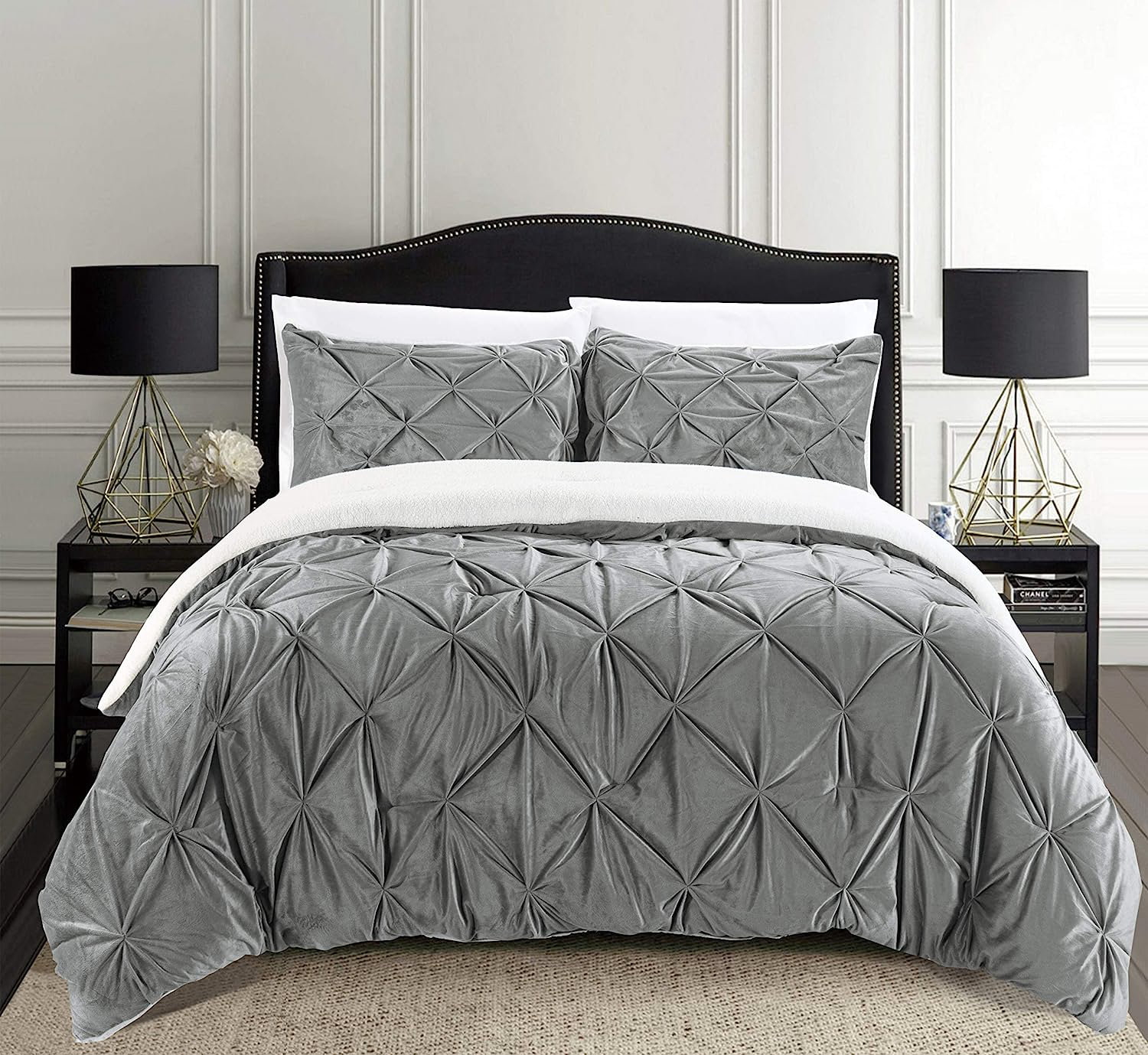 Mocassi Pintuck Sherpa Microfiber 3 Piece Comforter Set & Reviews | Wayfair
