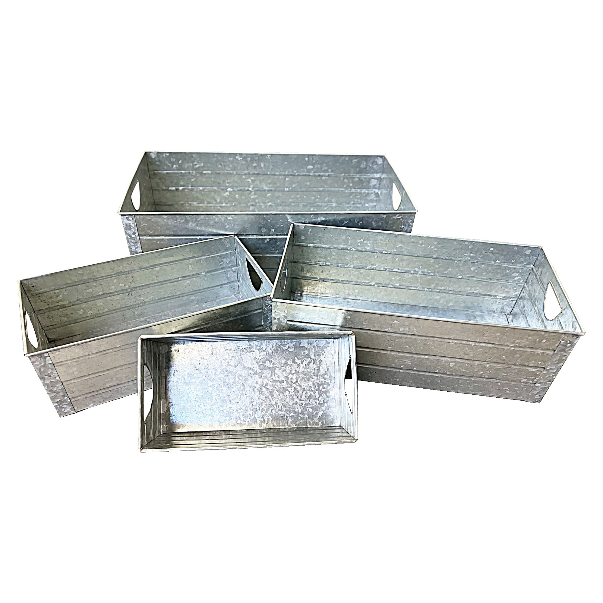 Gracie Oaks Jalese 4-Piece Galvanized Planter Box Set | Wayfair