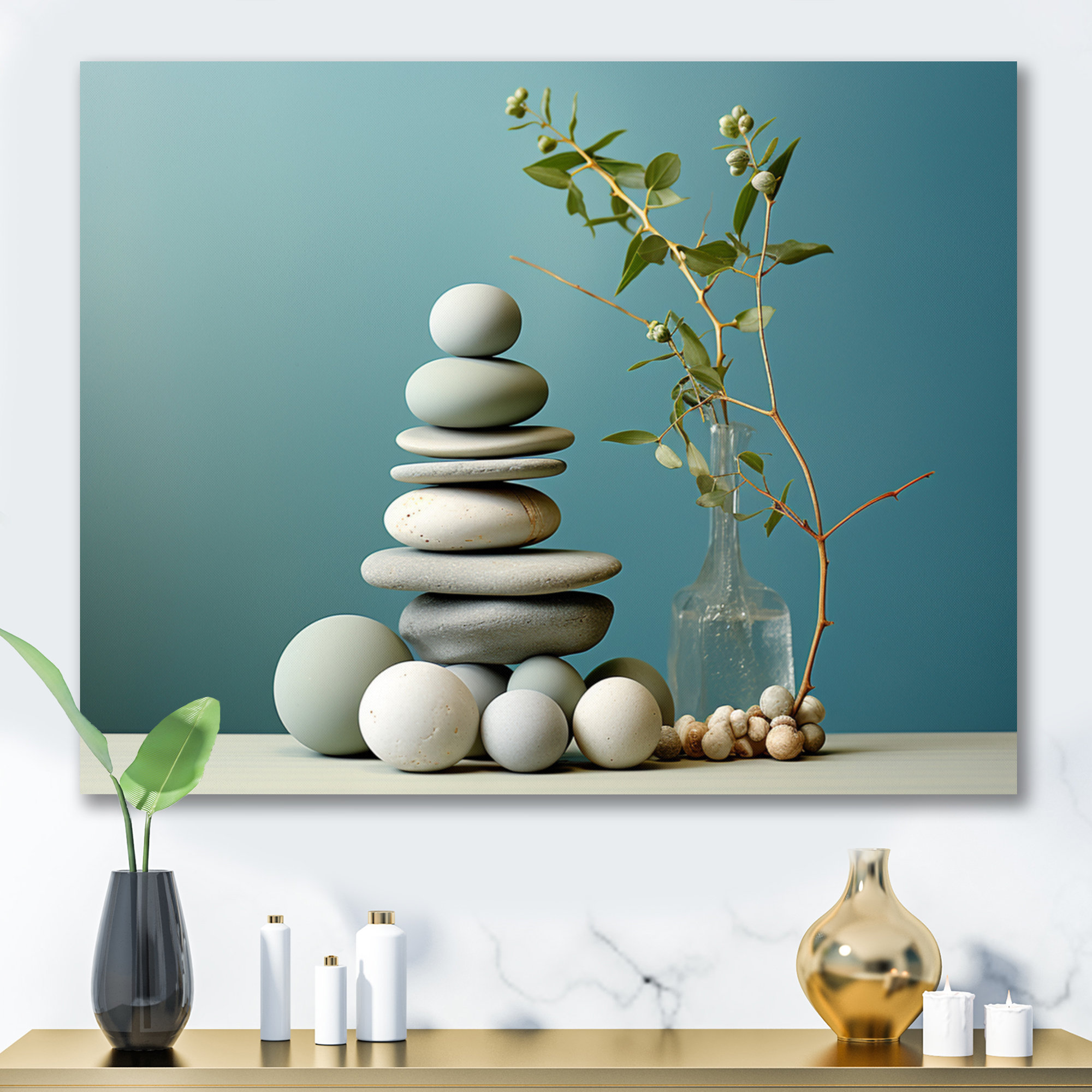 Latitude Run® Grey Green Meditation Abstract Serenity II On Canvas ...