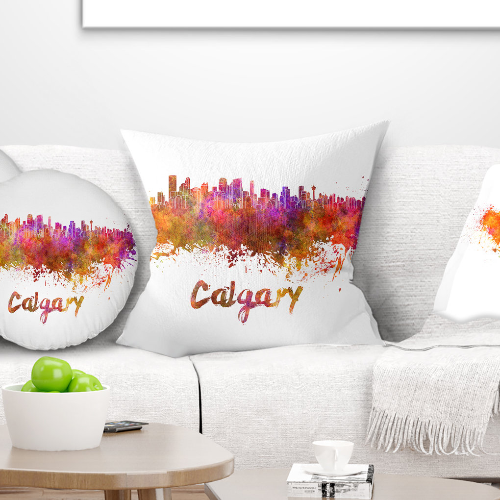 Design Art Calgary Skyline - Cityscape Printed Pillow | Wayfair