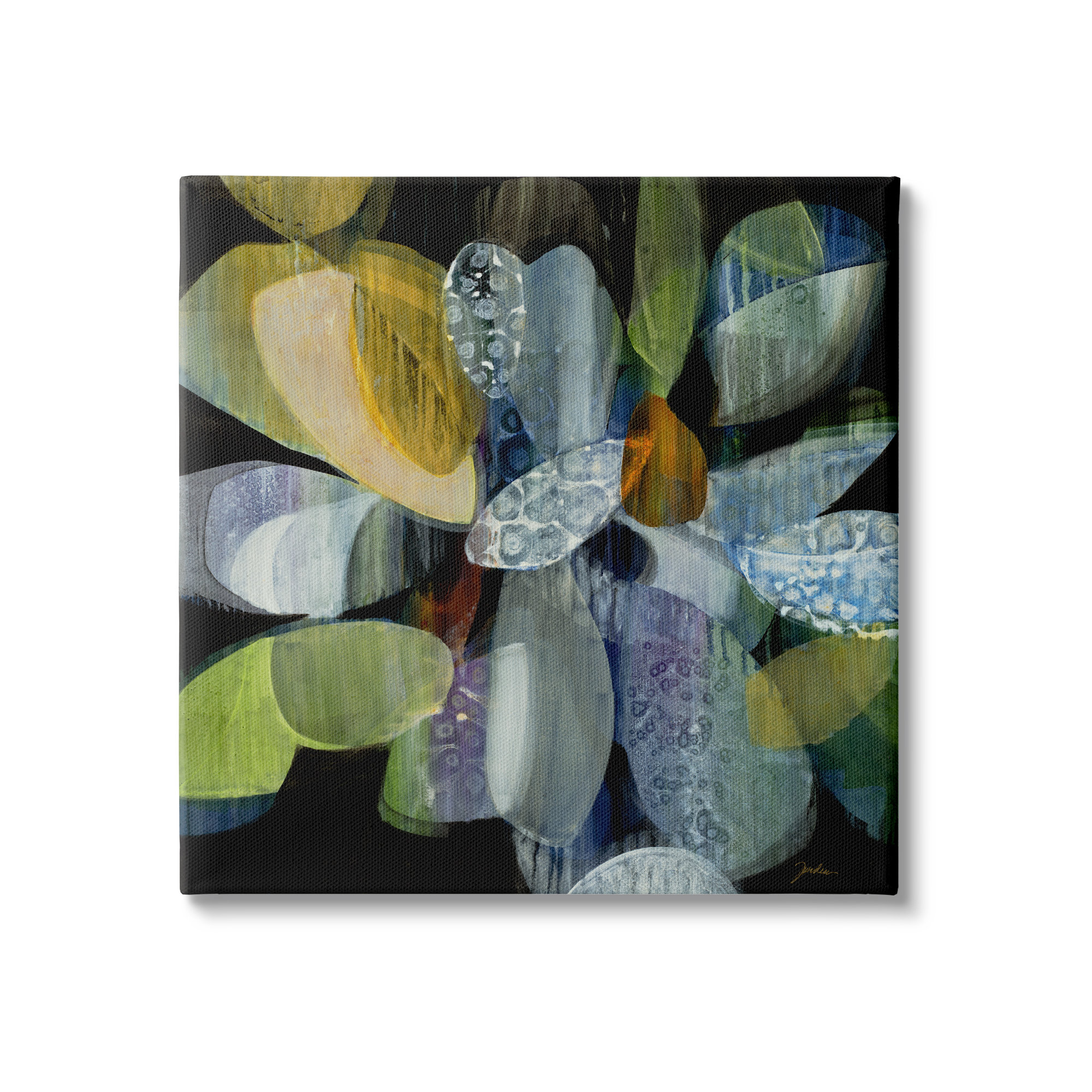 Stupell Industries Modern Patterned Petal Shape Abstraction Dark Tone ...