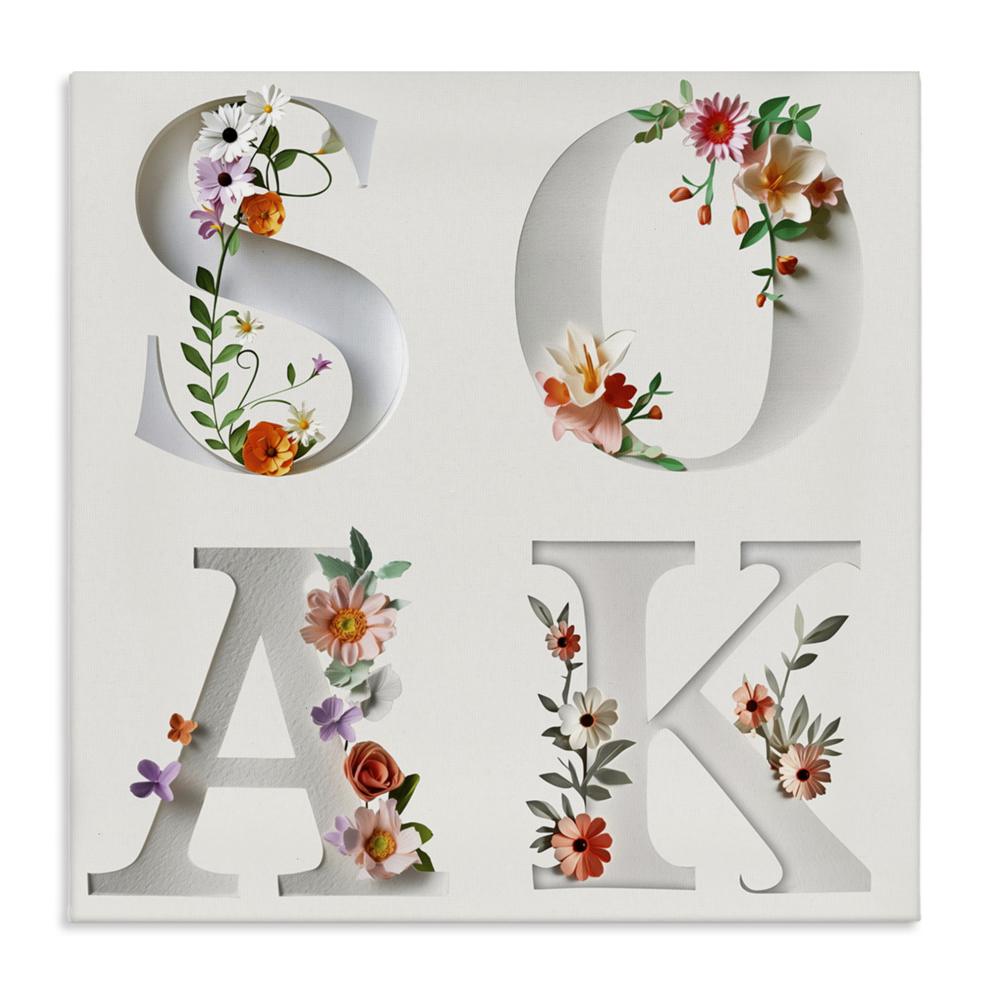 Ophelia & Co. Floral Bathroom Soak Letters Canvas, design by Susan ...