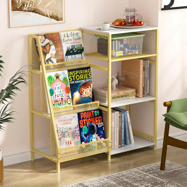 Mercer41 Wooden Kids Bookshelf with 3-Tier Ladder Book Display Rack ...