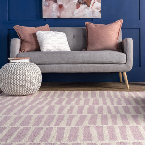 Corrigan Studio® Latrell Handmade Tufted Wool Pink/Gray Area Rug | Wayfair