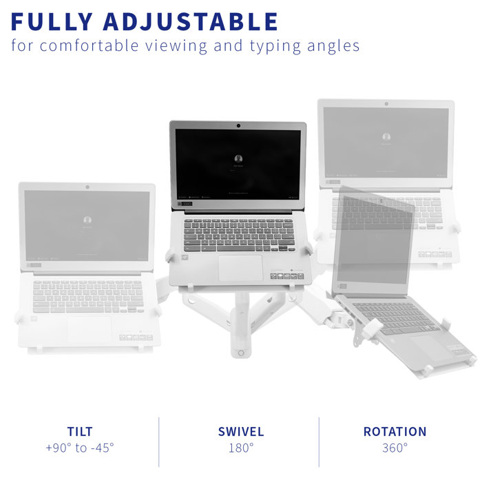 VIvo White Pneumatic Arm Single Laptop Wall Mount | Wayfair