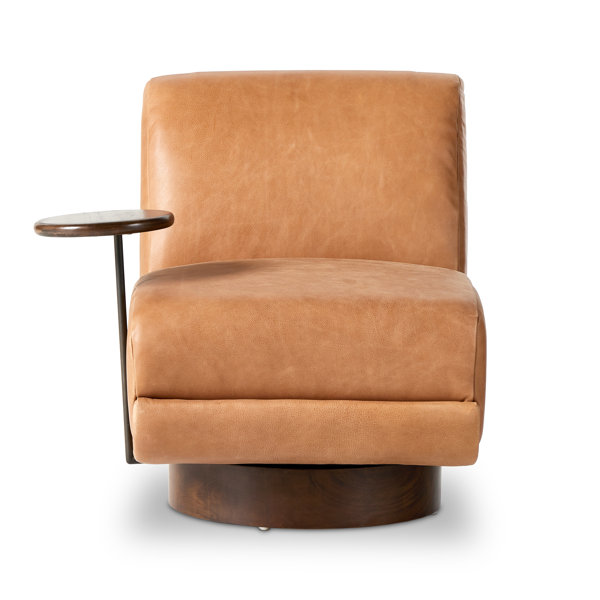 Four Hands Bronwyn Leather Swivel Side Chair | Perigold