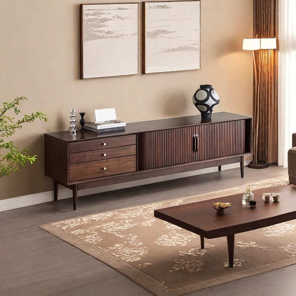 LIZIYE Modern TV Stand with Roller Shutter - Wayfair Canada