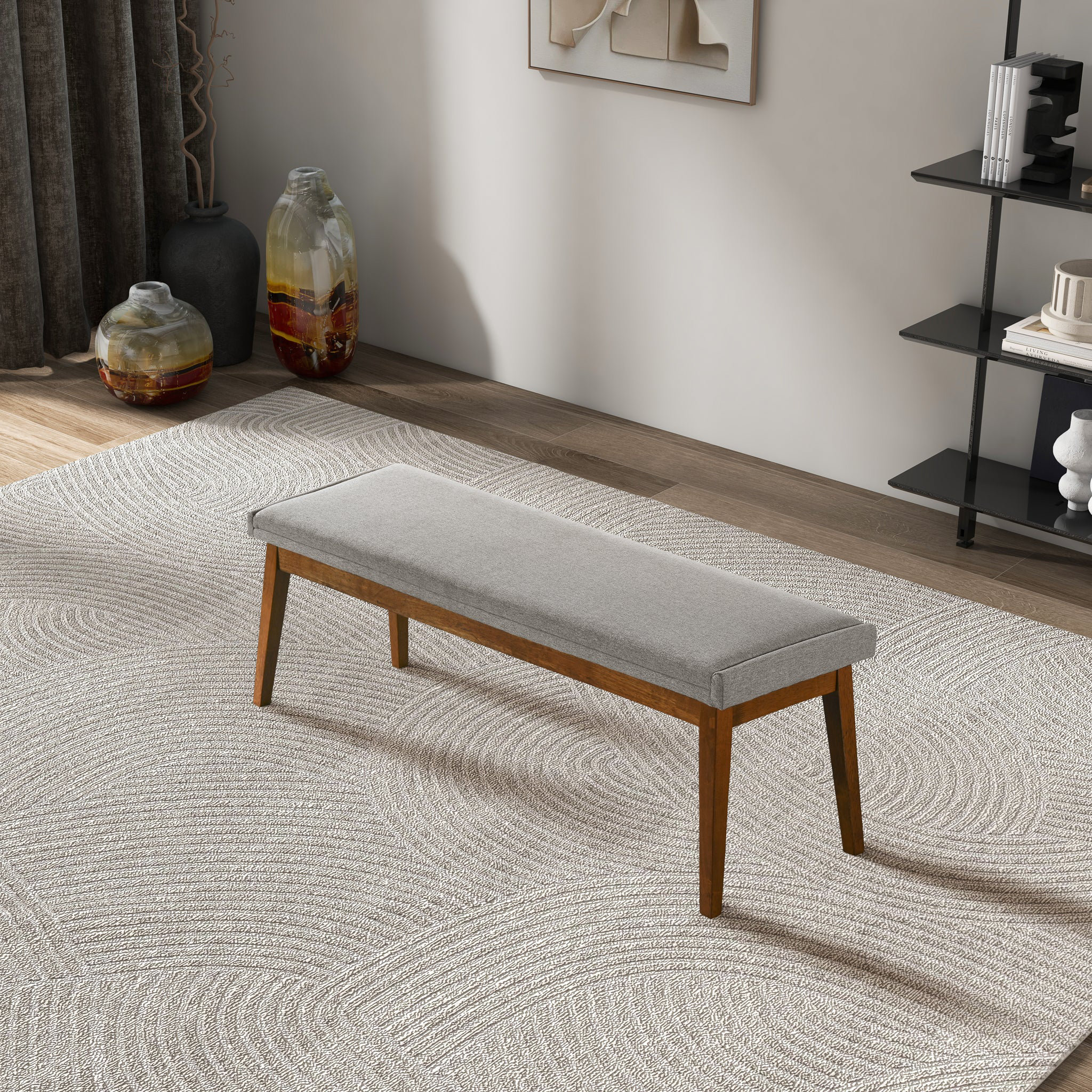 Corrigan Studio Warren Bench in Ash Grey Fabric - Wayfair Canada